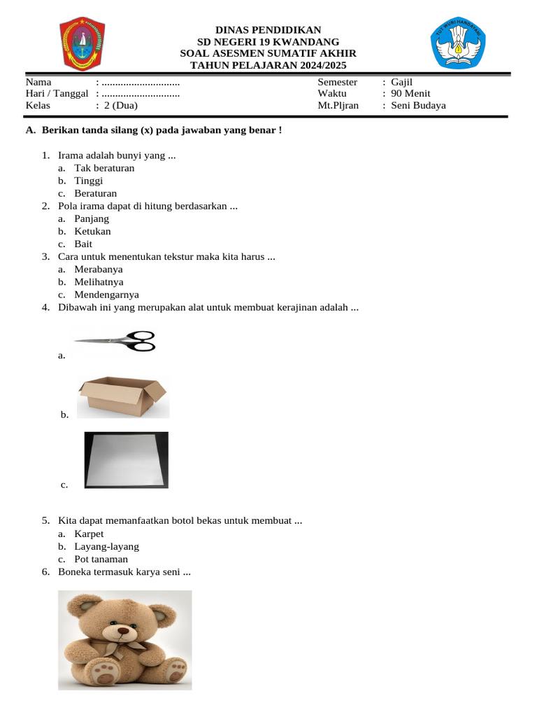 Sas Kelas II Seni Rupa Semester I | PDF