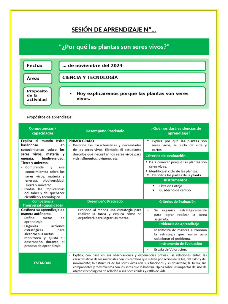 04 de Noviembre - Ciencia - Primer Grado | PDF | Aprendizaje | Plantas