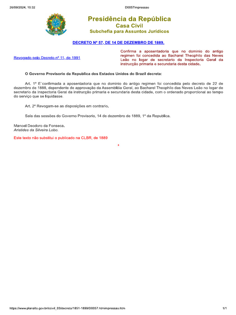 Decreto 11 - 1889 | PDF