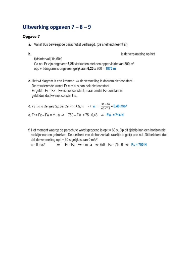 Uitwerking SO1 - Oefenopgaven 7 8 9 | PDF