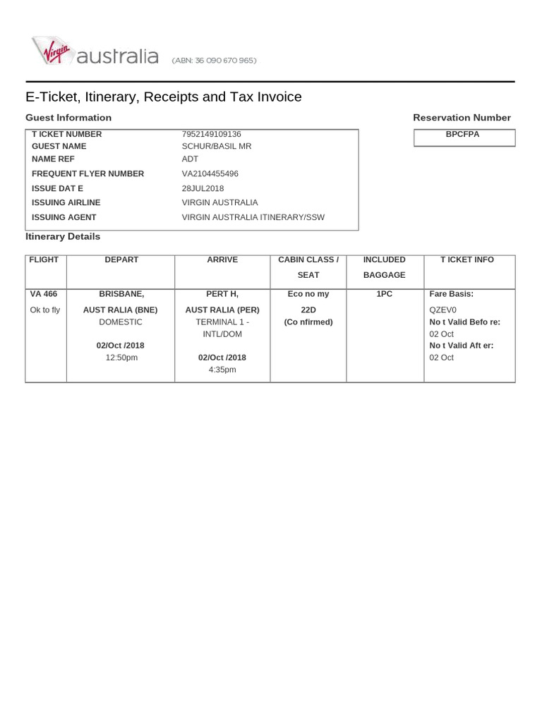 Plane Ticket Template 20 | PDF | Airlines | Civil Aviation