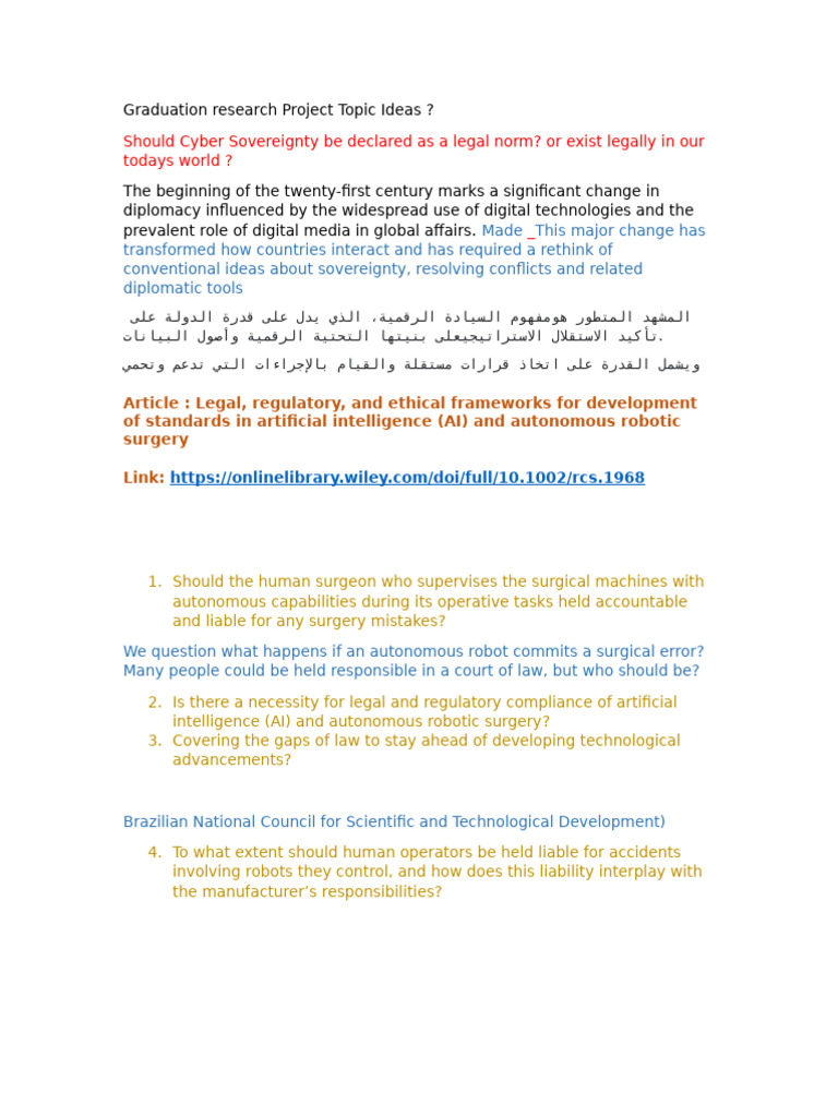 Graduation Research Project Topic Ideas | PDF | Artificial Intelligence ...