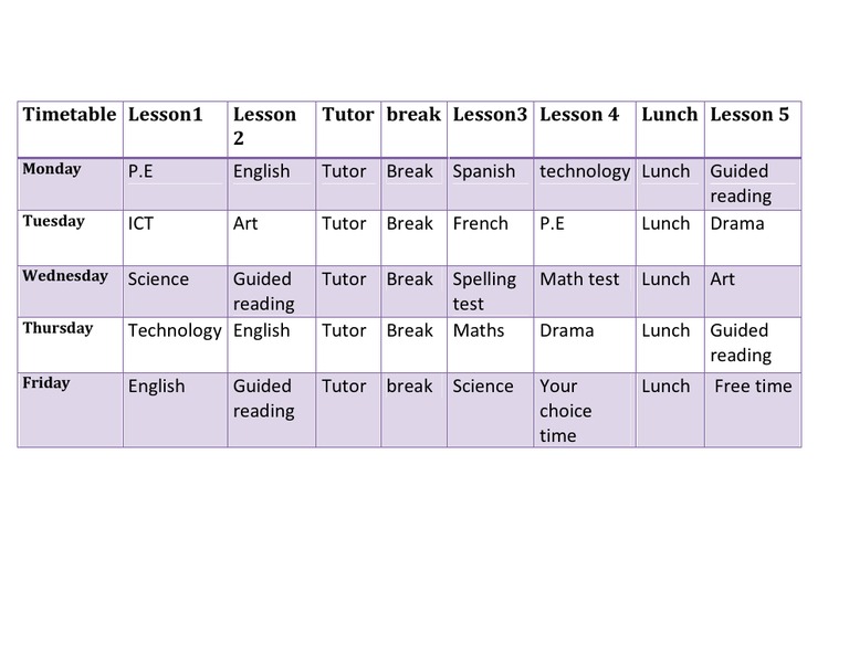 Timetable PDF Document | PDF