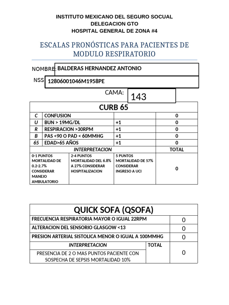 Curb65 Qsofa | PDF | Enfermedades y trastornos | Medicina CLINICA