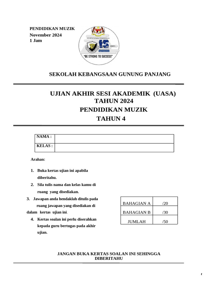Uasa MZ THN 4 Set 1 2024 2025 by Cikgu Gorgeous | PDF