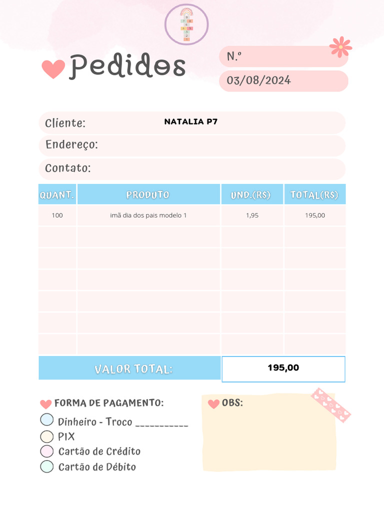 Bloco de Pedidos | PDF