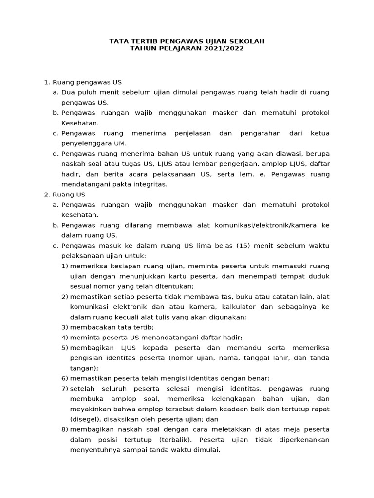 Tata Tertib Pengawas Us | PDF