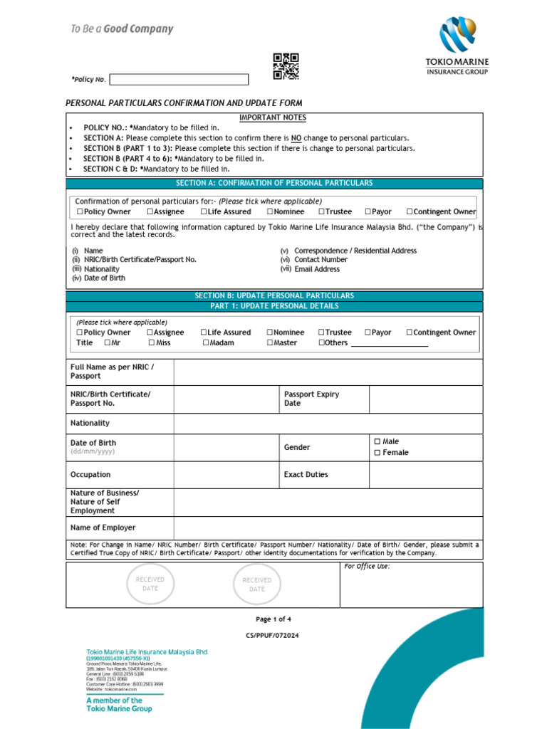 Personal Particulars Update Form 092022 | PDF | Government | Taxes