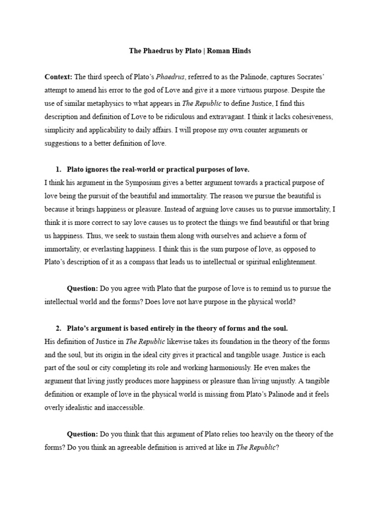 Phaedrus - Palinode Response | PDF | Plato