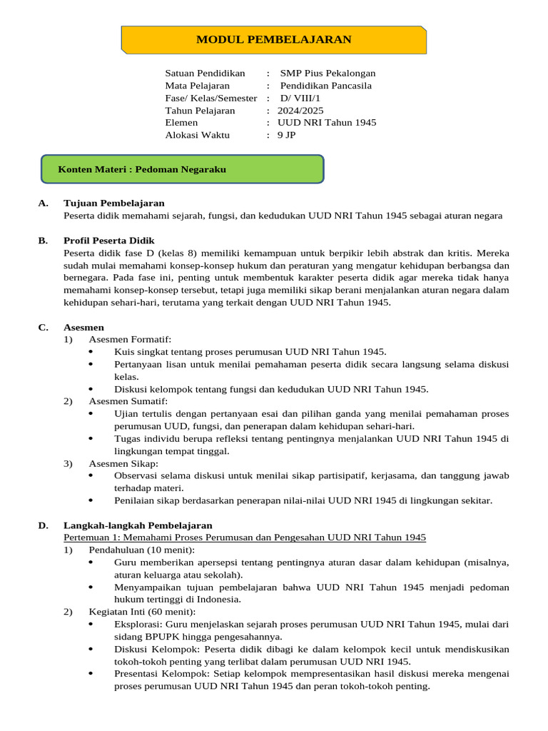 MODUL TP 2 Pancasila 8 | PDF