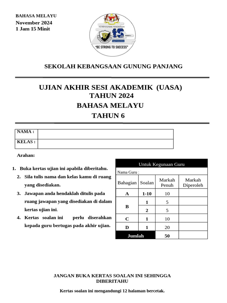 Muka Depan Uasa 2024 | PDF