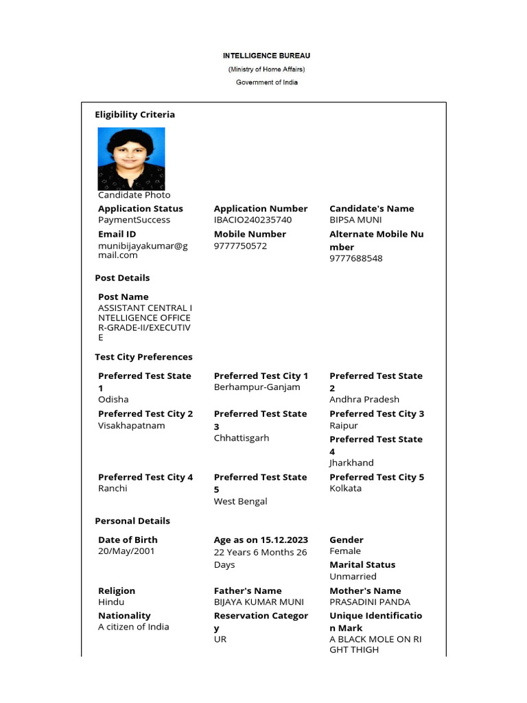 IB ACIO-II - Exe 2023 | PDF | Qualifications