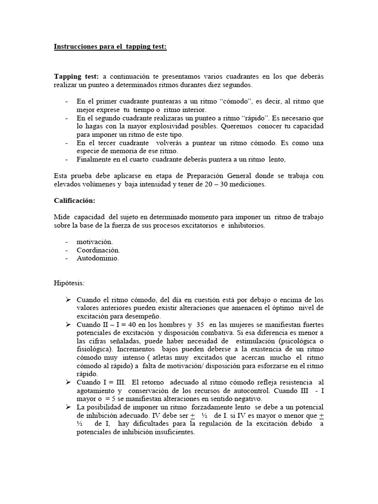 Instrucciones para El Tapping Test | PDF