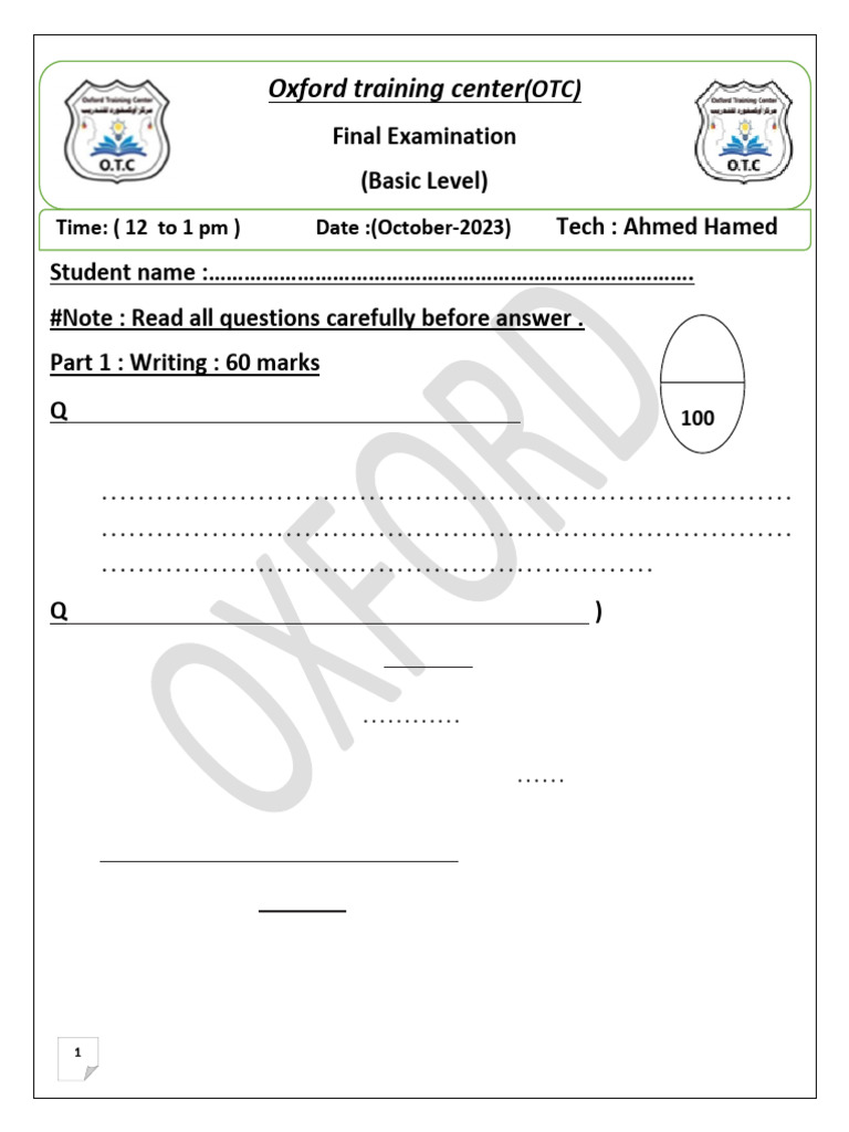 Basic Level Exam Modified | PDF