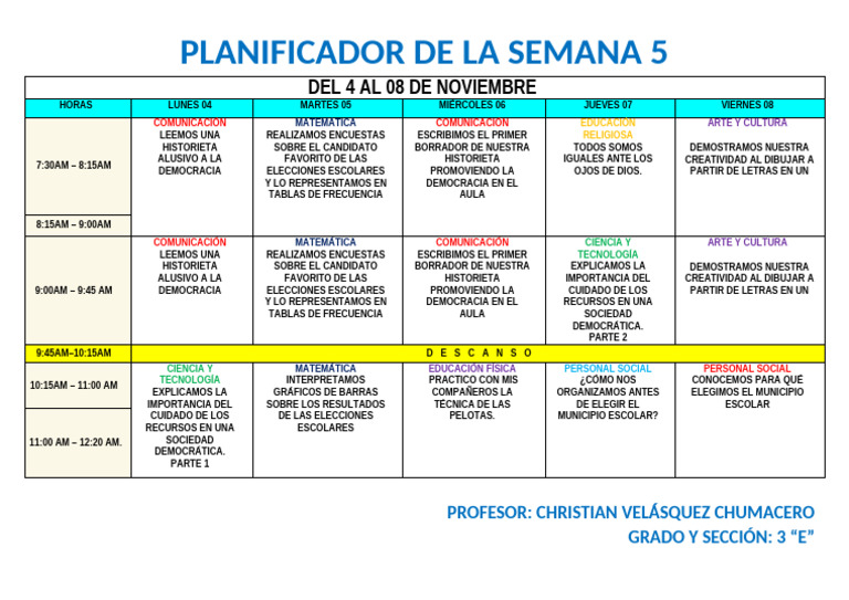 Planificador de La Semana 5 | PDF | Science