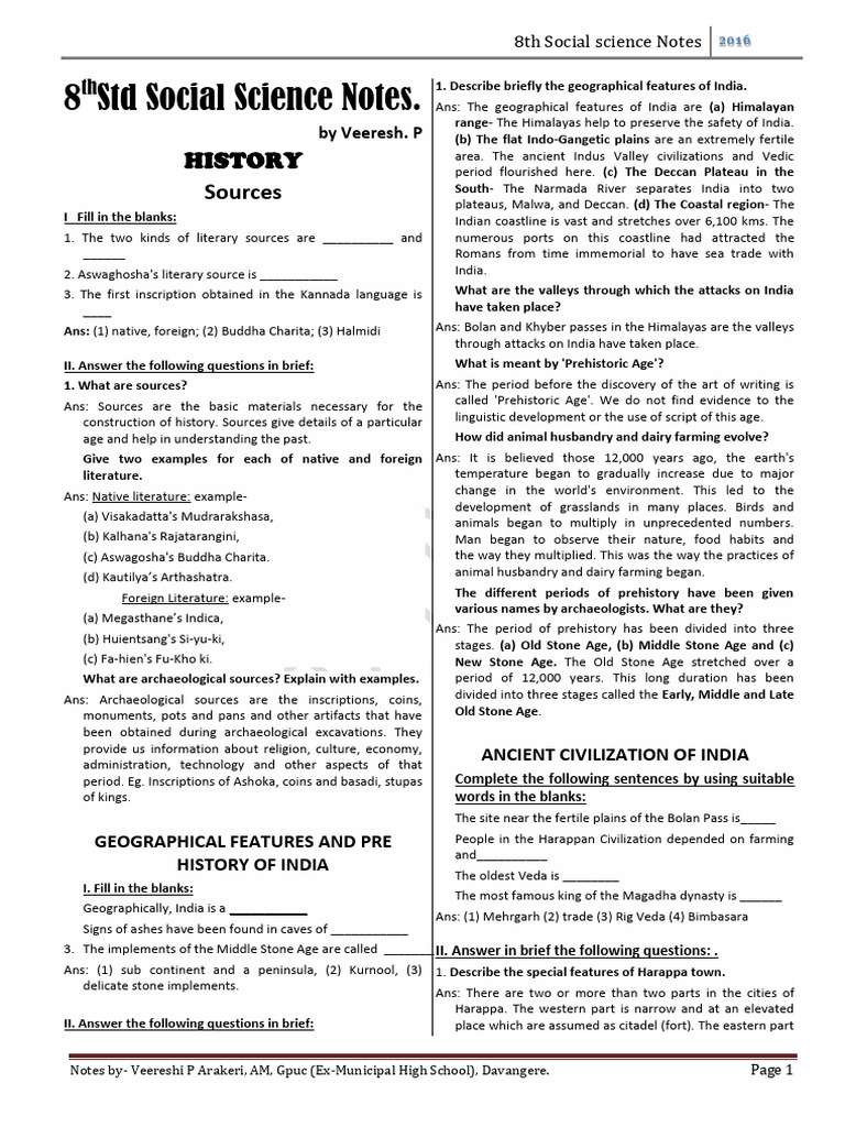 8th Grade Social Science Study Notes | PDF | Citizenship | Ashoka