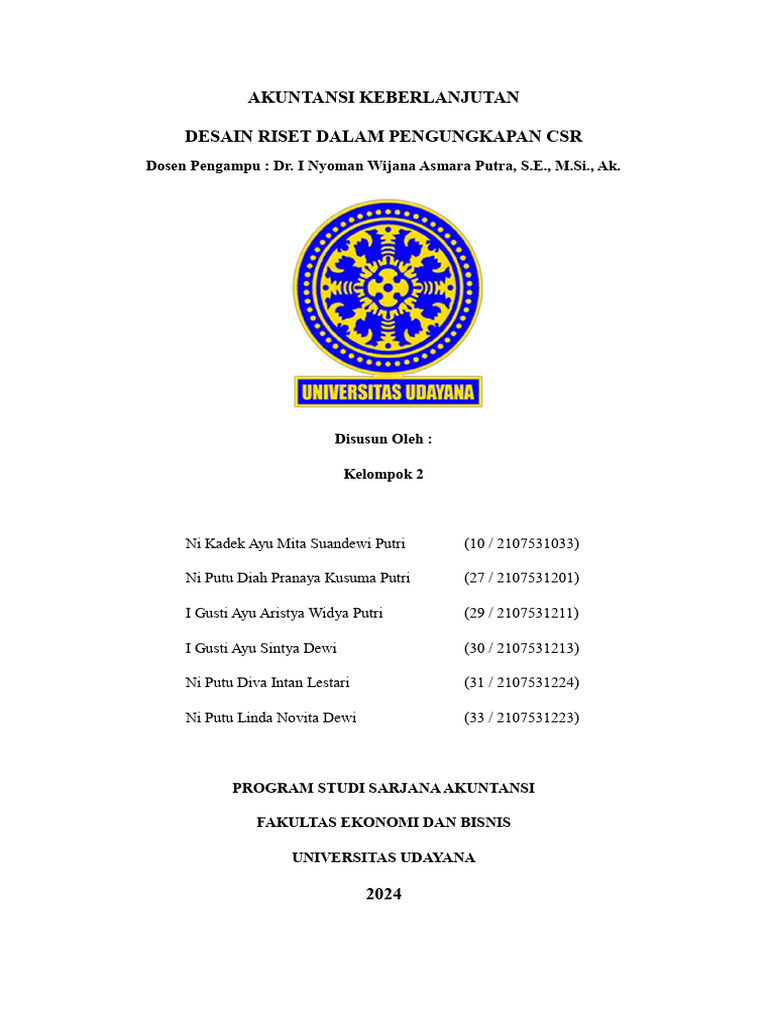 Kelompok 2 - Desain Riset Dalam Pengungkapan CSR-1 | PDF | Karier & Perkembangan