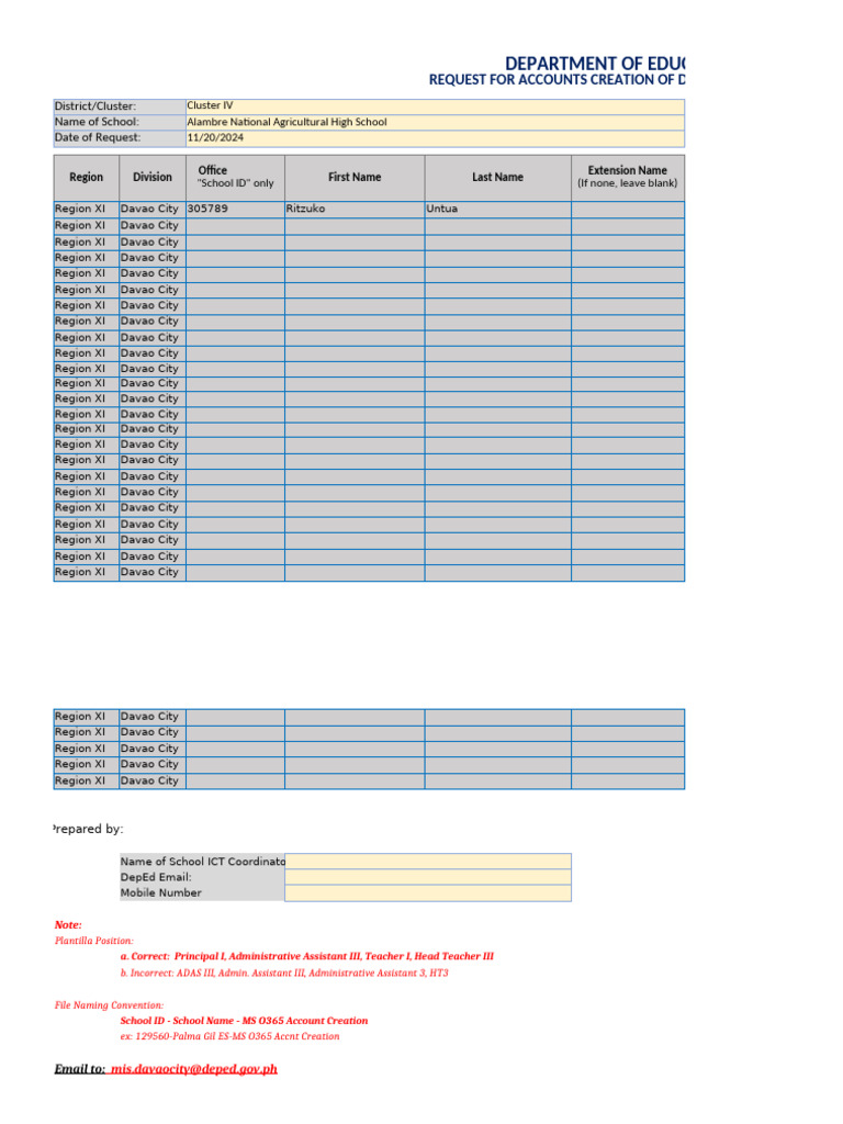 DepEd Google Email Account Request Form | PDF | Computer Security | Security