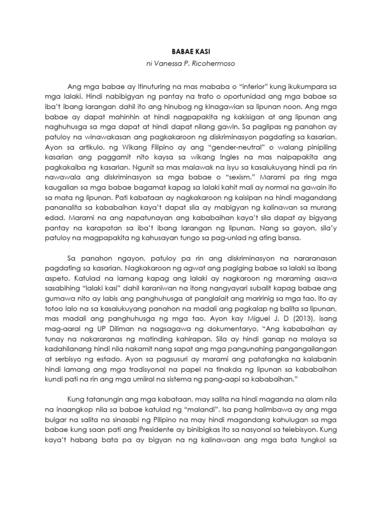Babae+Kasi+ni+Vanessa+P +ricohermoso | PDF