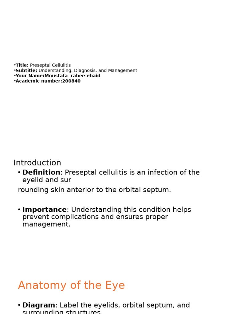 Preseptal Cellulitis Overview and Care | PDF
