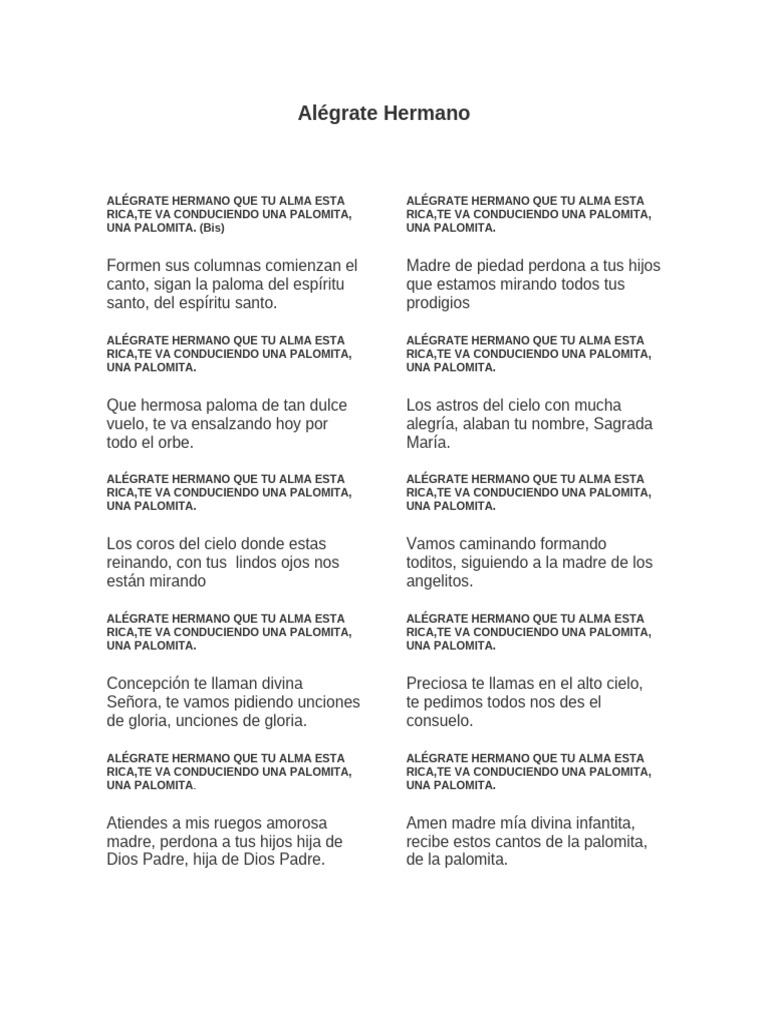 Alégrate Hermano: Canto de Alegría | PDF