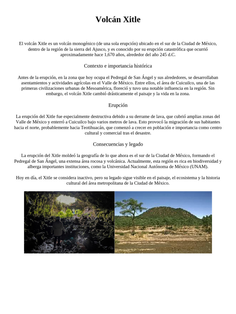 Volcán Xitle | PDF | Naciones Unidas | Relaciones internacionales