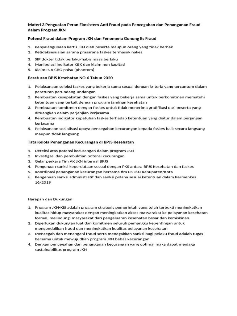 Materi 3 Penguatan Peran Ekosistem Anti Fraud Pada Pencegahan Dan ...