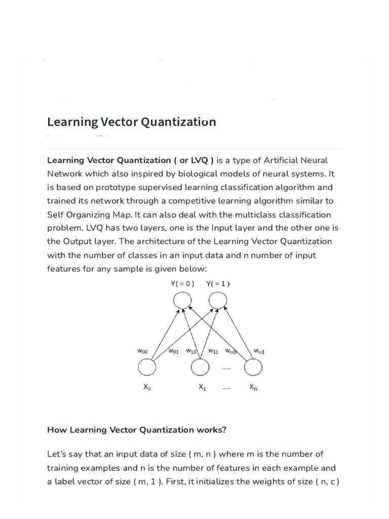 Learning Vector Quantization | PDF | Learning | Applied Mathematics