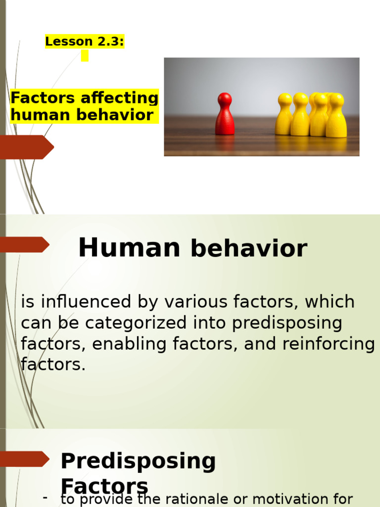 Lesson 2.3 Factors Affecting Human Behavior | PDF | Cardiovascular ...