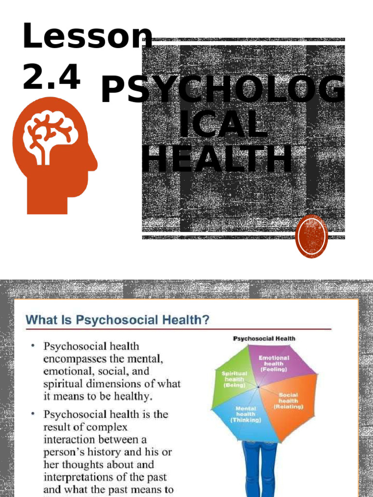 Lesson 2.4 Psychological Health 1 | PDF | Mental Health | Psychological ...