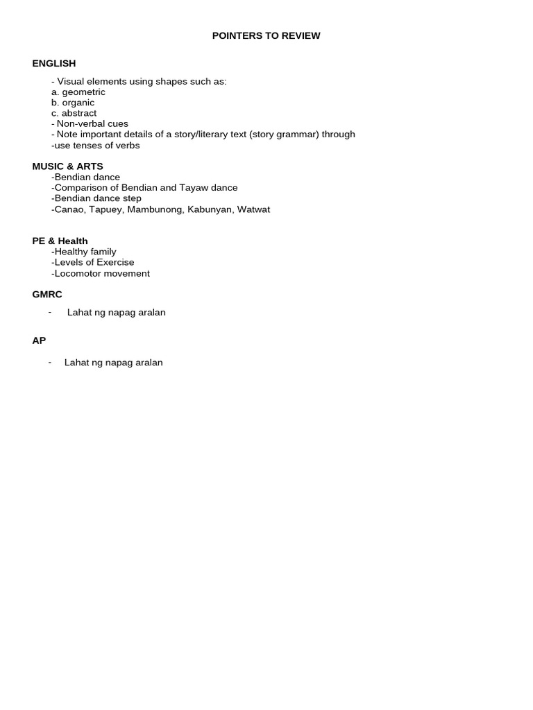 Pointers To Review Second Periodical Test 2024 2025 | PDF | Language ...