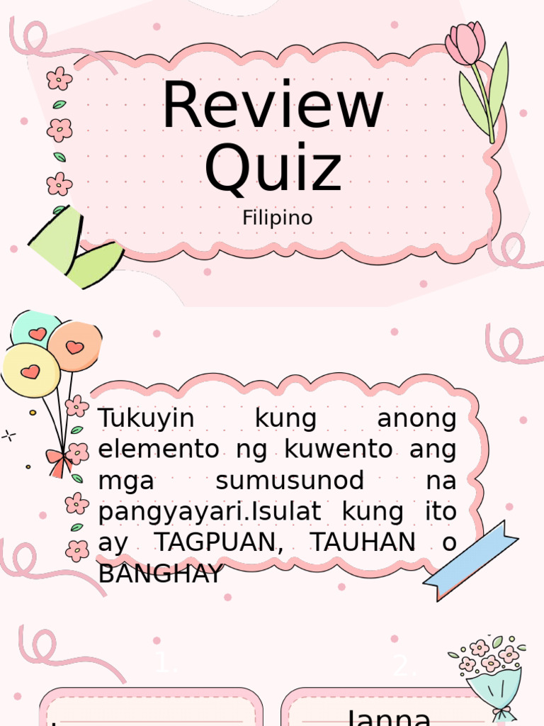 Review Quiz in Filipino | PDF