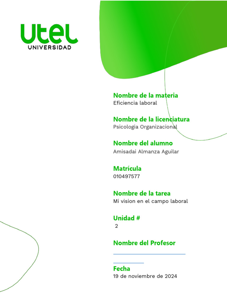 Visión laboral en psicología organizacional | PDF | Sicología ...