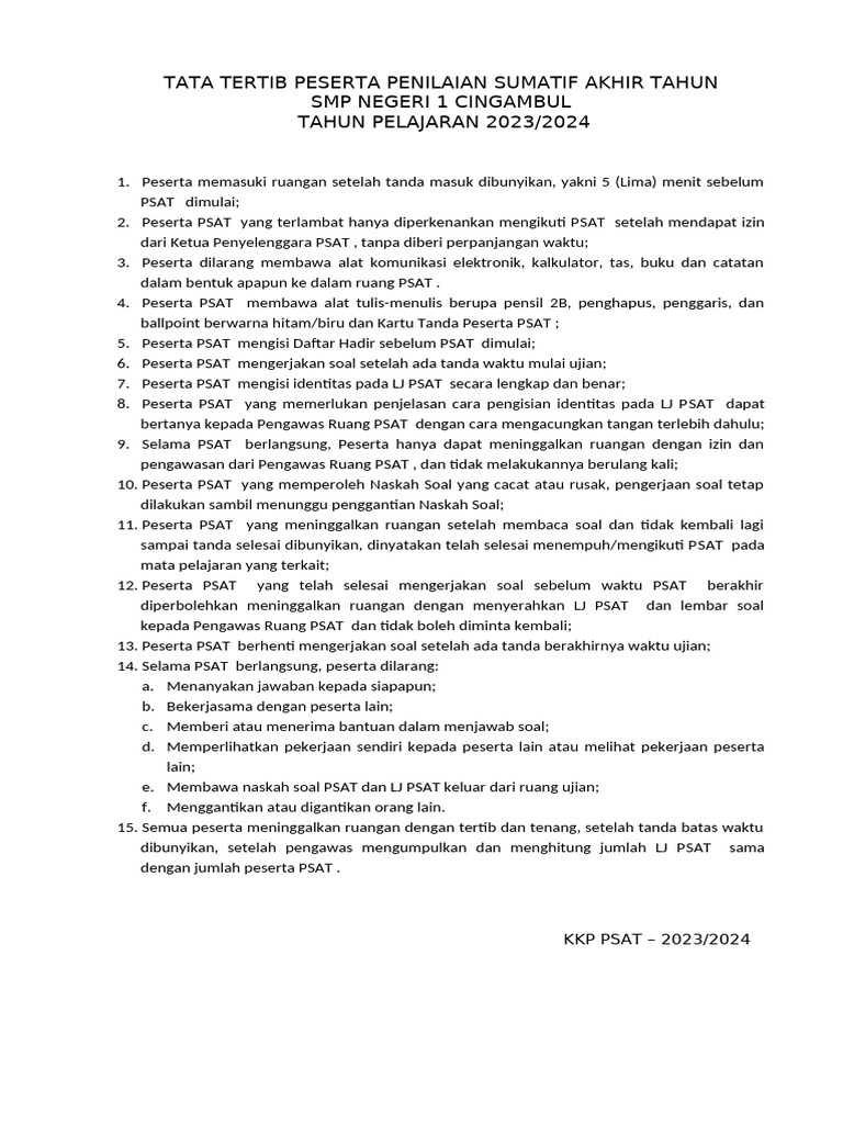 Tata Tertib Peserta Ukk - 2022-2023 Ok | PDF