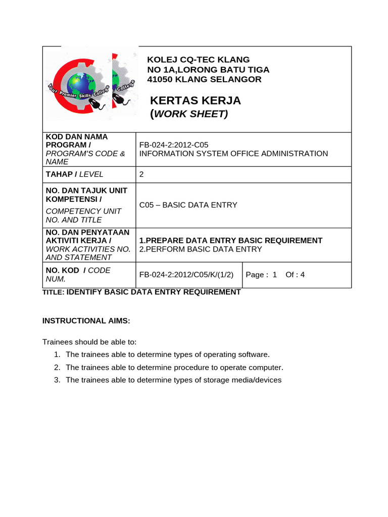 WS Co5 Data Entry Basic 1 | PDF | Computer Programming | Computer Engineering