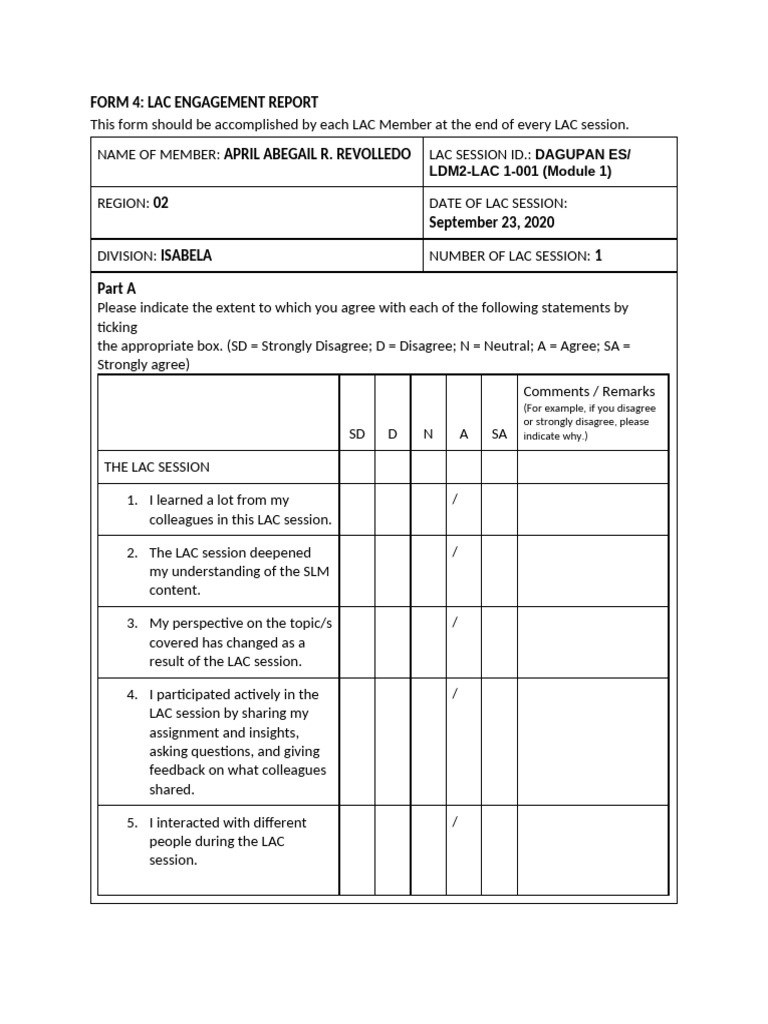 A6 LAC Engagement Report | PDF | Cognition | Human Communication