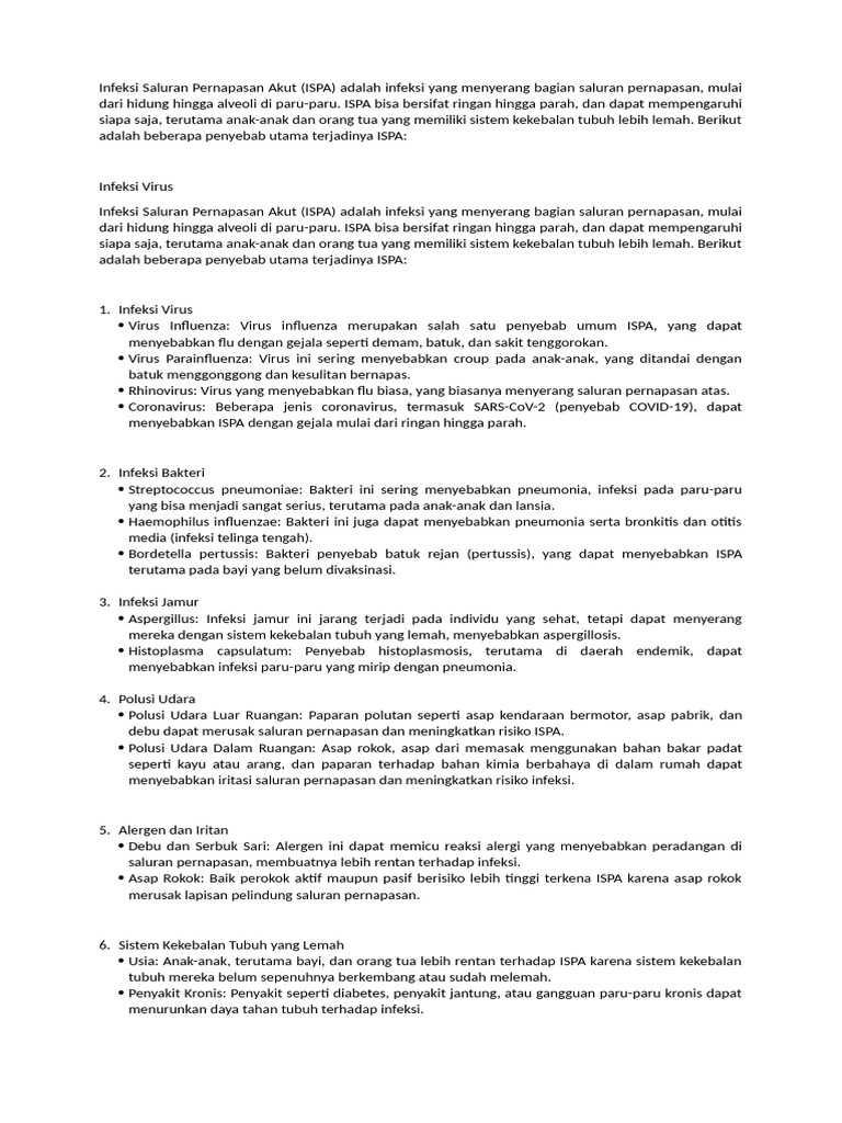Infeksi Saluran Pernapasan Akut (ISPA) | PDF