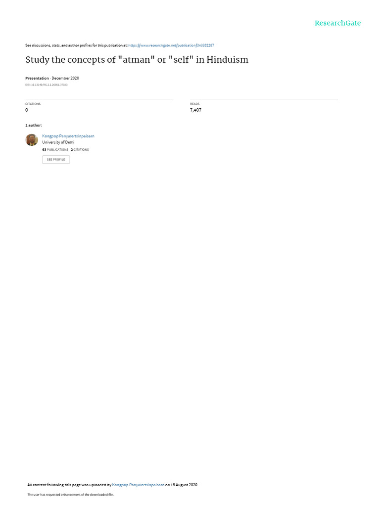 Study The Concepts of "Atman" or "Self" in Hinduism | PDF | Ātman ...