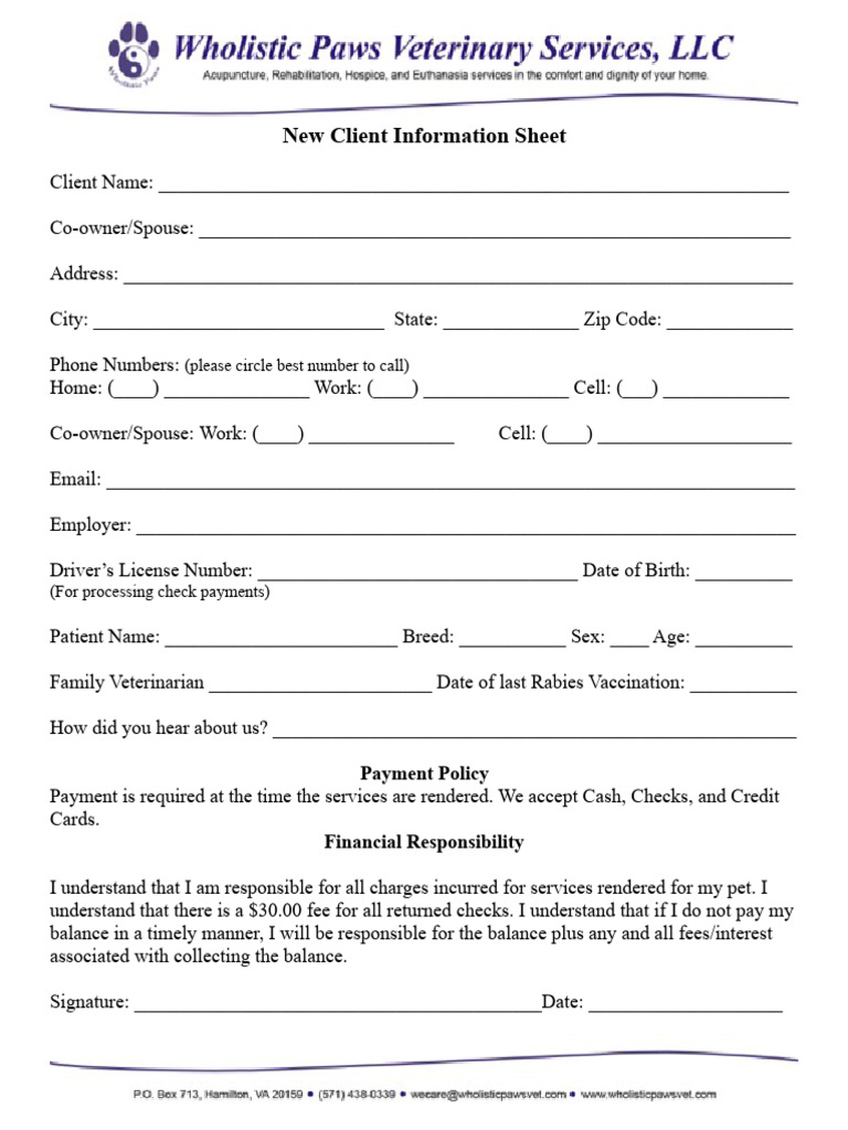 Client Information Form | PDF | Finance & Money Management