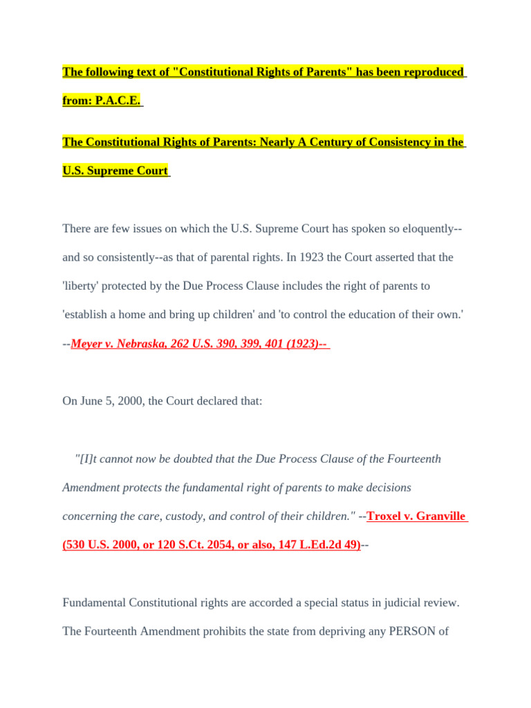 Constitutional Rights of Parents Explained | PDF | Due Process Clause ...