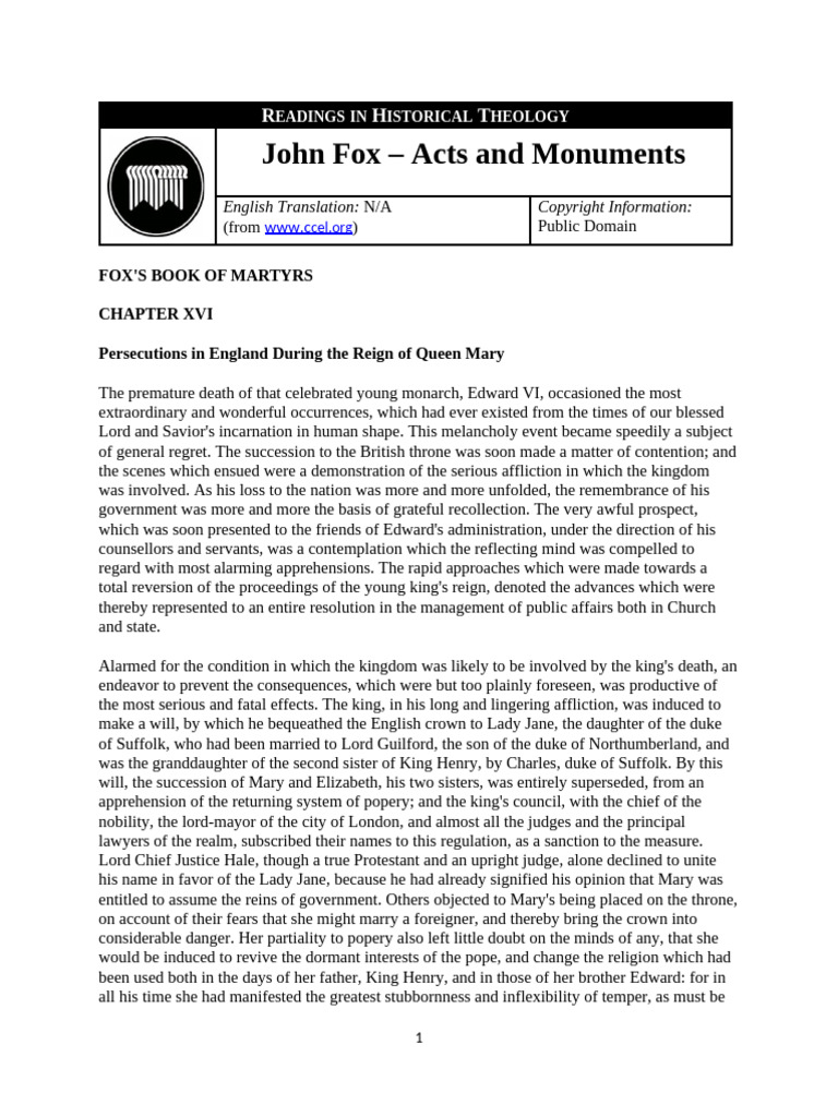 22 John Fox - Acts and Monuments | PDF | Religion & Spirituality