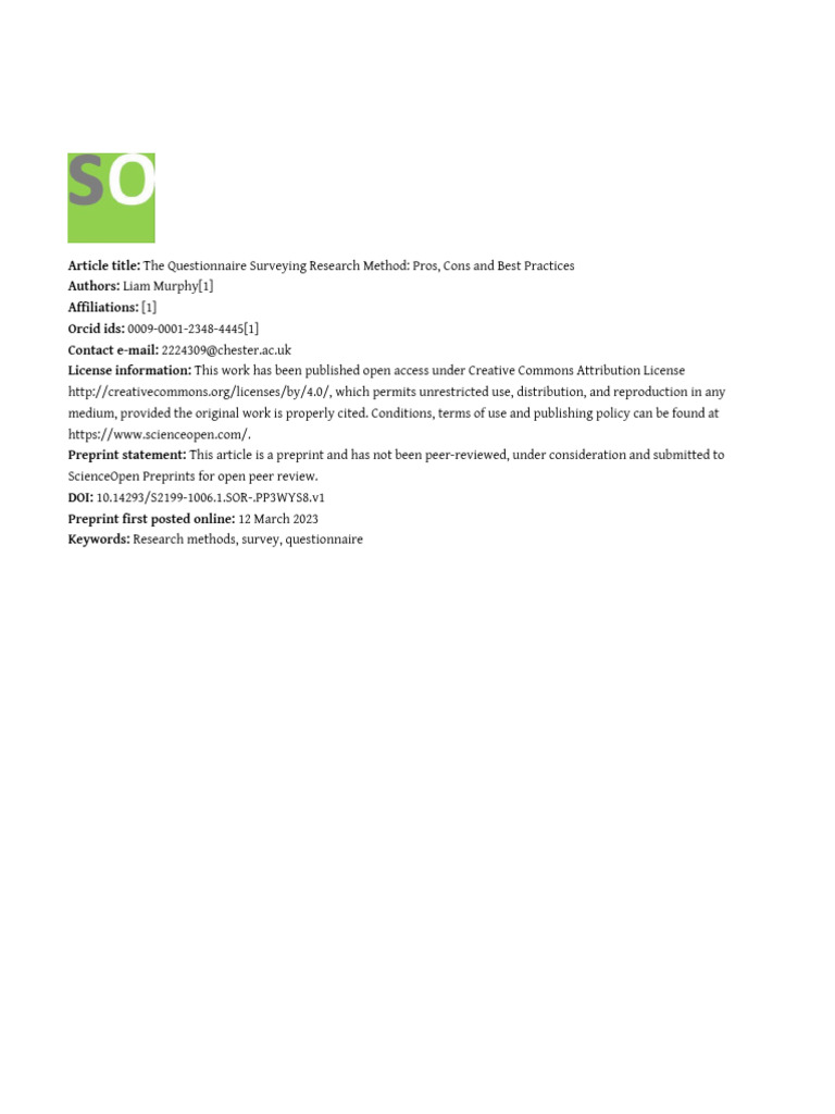 Survey Method: Pros, Cons, Best Practices | PDF | Survey Methodology ...