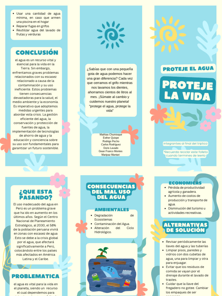 Folleto Tríptico Campamento de Verano Ilustrado Cool Azul | PDF | Agua ...