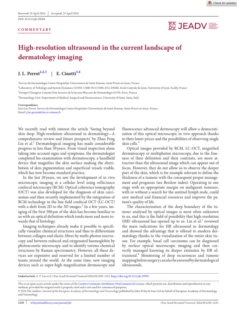 High-Resolution Ultrasound in Dermatology | PDF | Microscopy | Clinical ...