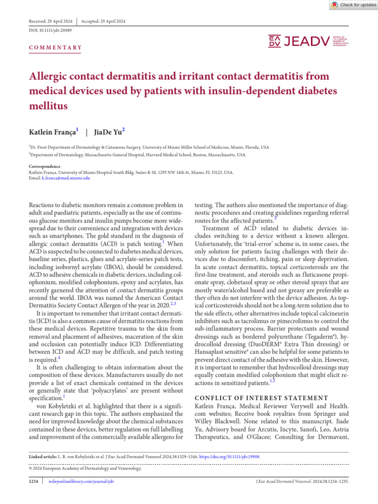 Acad Dermatol Venereol - 2024 - França - Allergic contact dermatitis ...