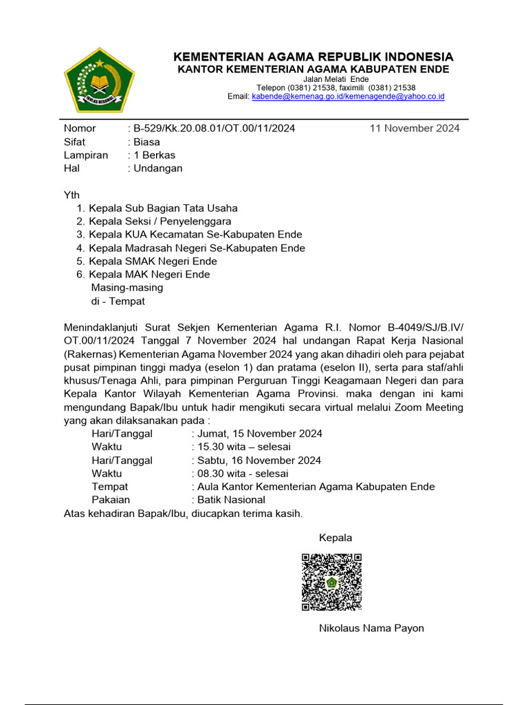 Undangan Rakor 15-17 Nov 24 | PDF