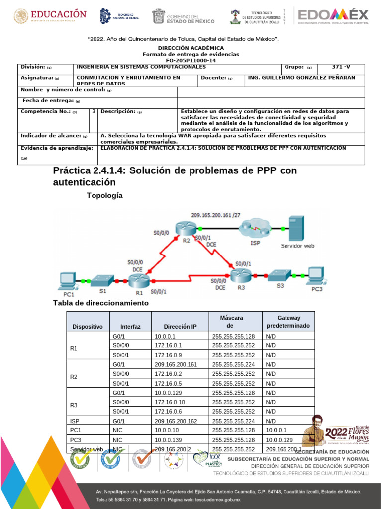 2.4.1.4 Packet Tracer - Troubleshooting PPP With Authentication | PDF | Dirección IP | Enrutador ...