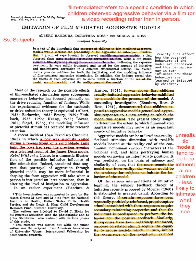 Bandura 1963 | PDF | Aggression | Psychology