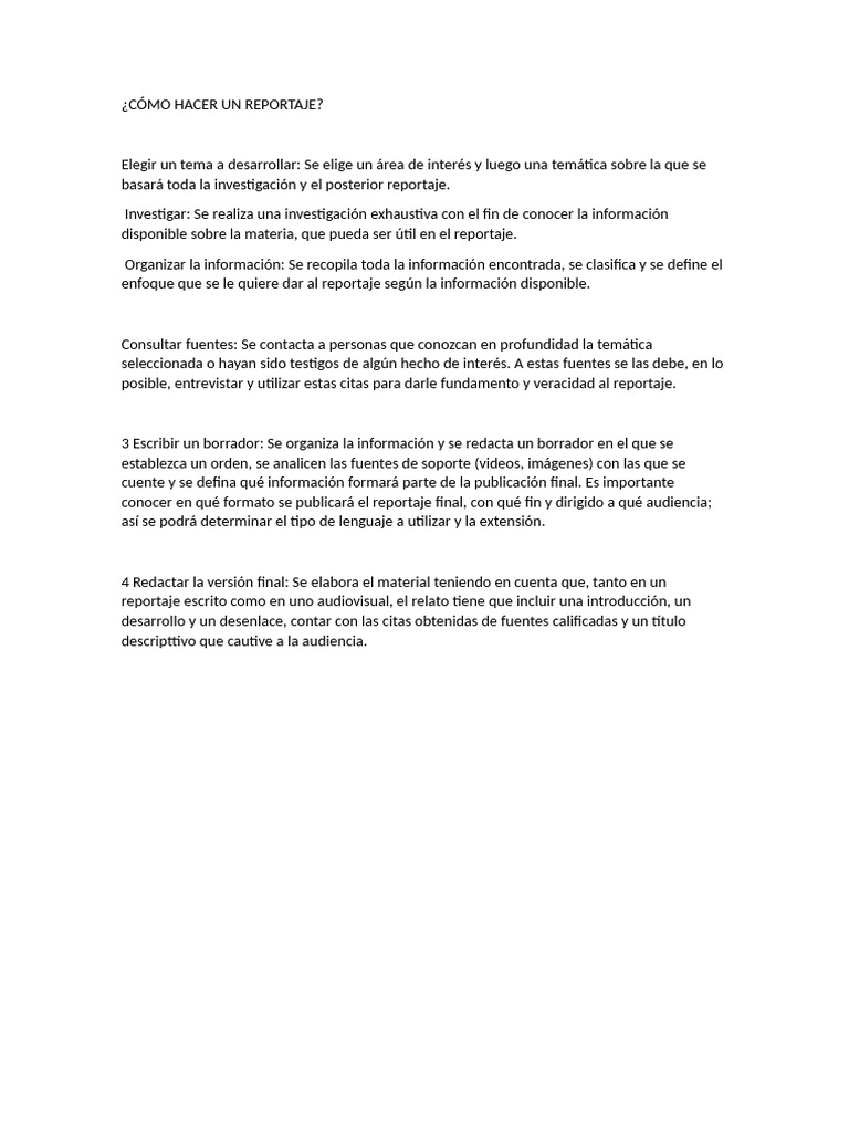 Cómo Hacer Un Reportaje | PDF