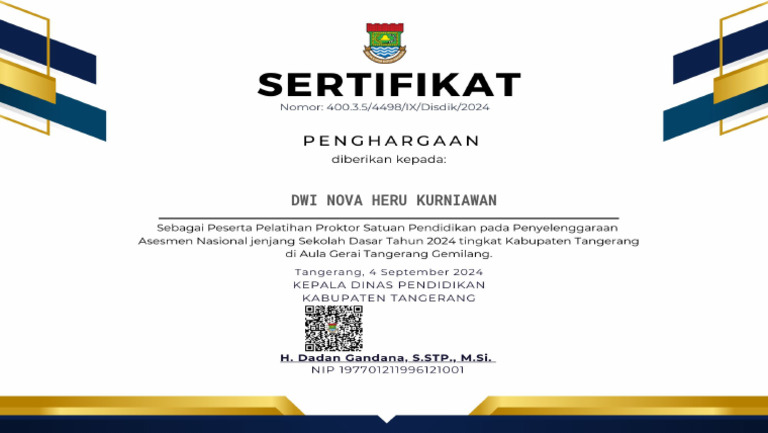 DWI NOVA HERU KURNIAWAN - Sertifikat Proktor SD Tahun 2024 | PDF